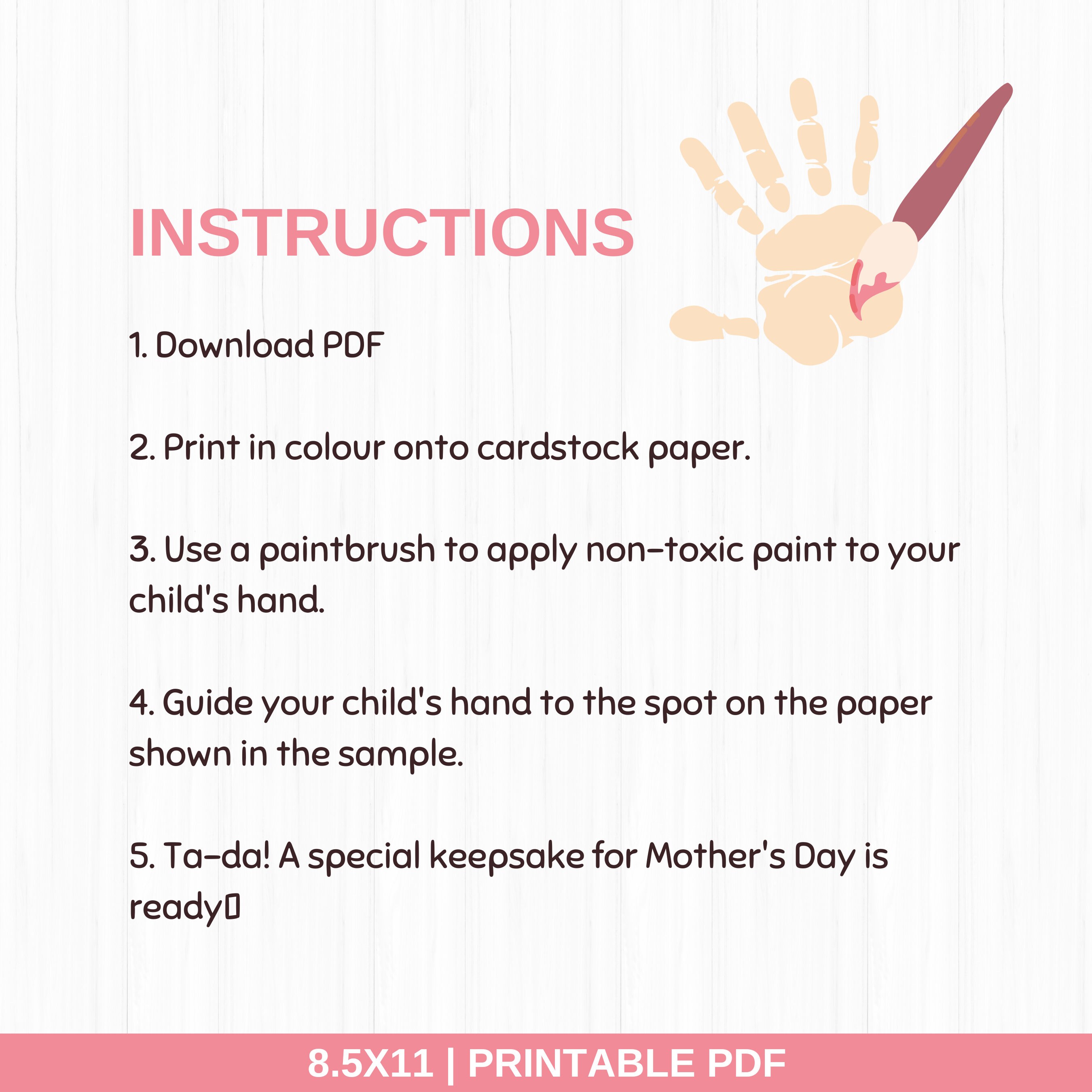 Mother's Day Handprint Art, Mommy Handprint Art, Gift for Mom From ...