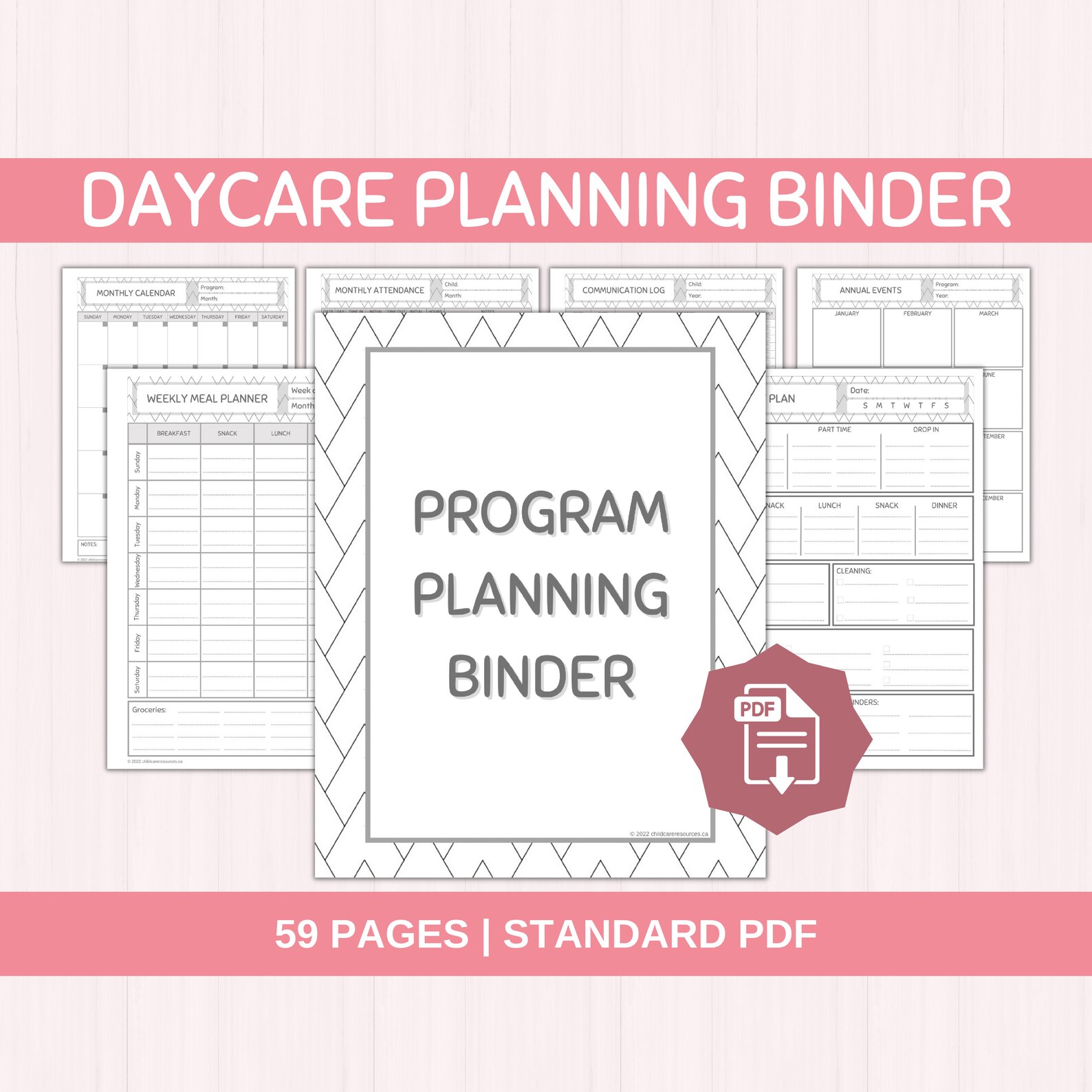 Daycare Program Planner | Black and White Geometric | Daily Planning ...