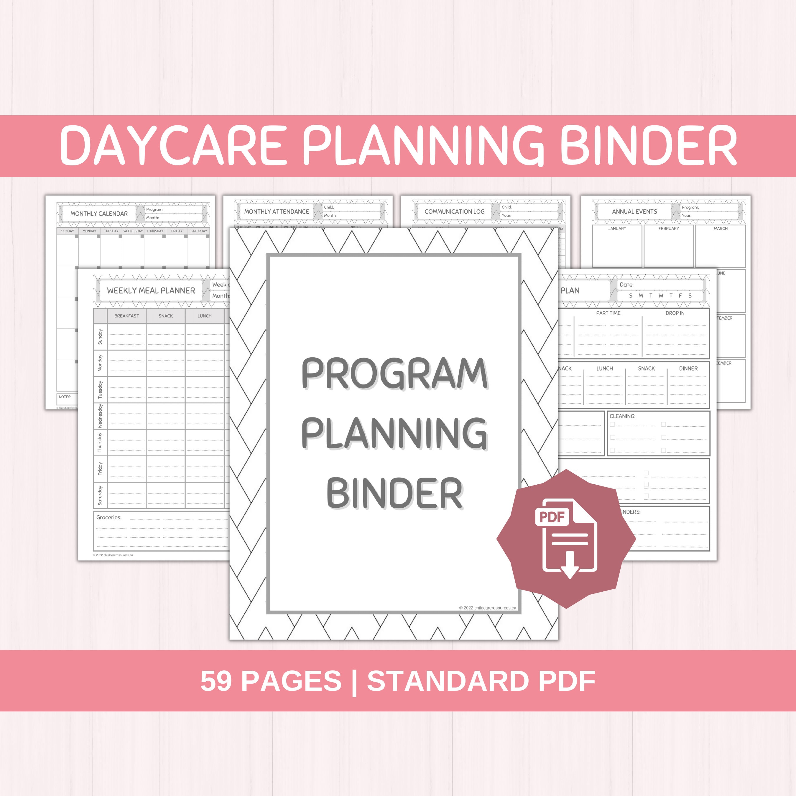 Daycare Program Planner | Black and White Geometric | Daily Planning ...