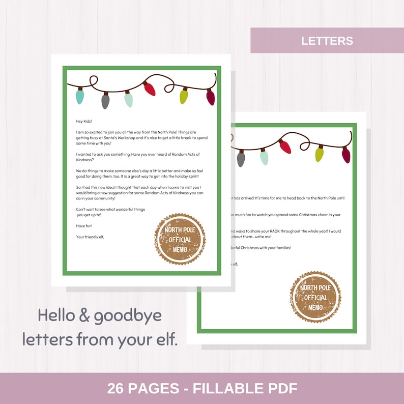 Christmas Elf Printable Prop Activity Bundle, Kindness Challenge, Elf ...