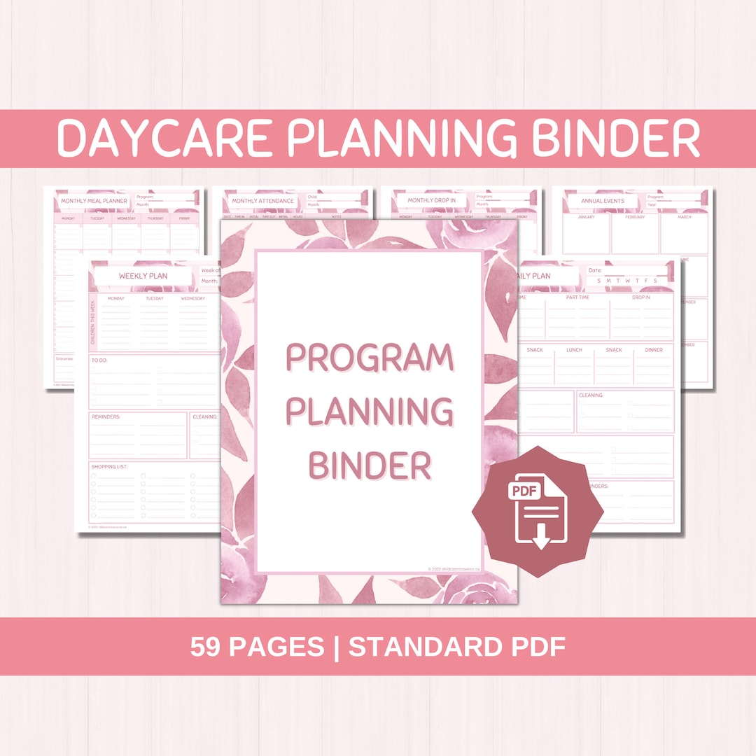 Daycare Program DIY Planner, Pink Floral, Daily Planning Binder, Home ...