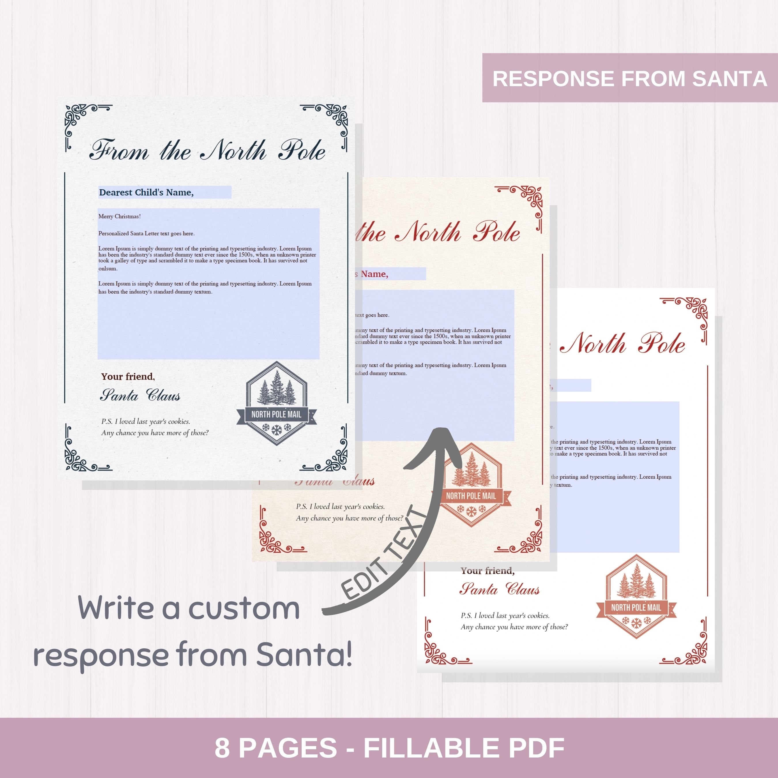 Dear Santa Letter for Children, Personalized Santa Response Template ...
