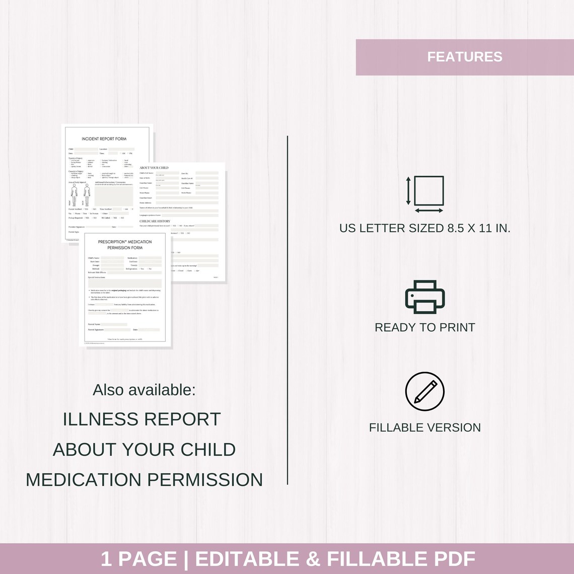 Daycare Incident Accident Report Form, Ouch Report, Family Home Daycare ...