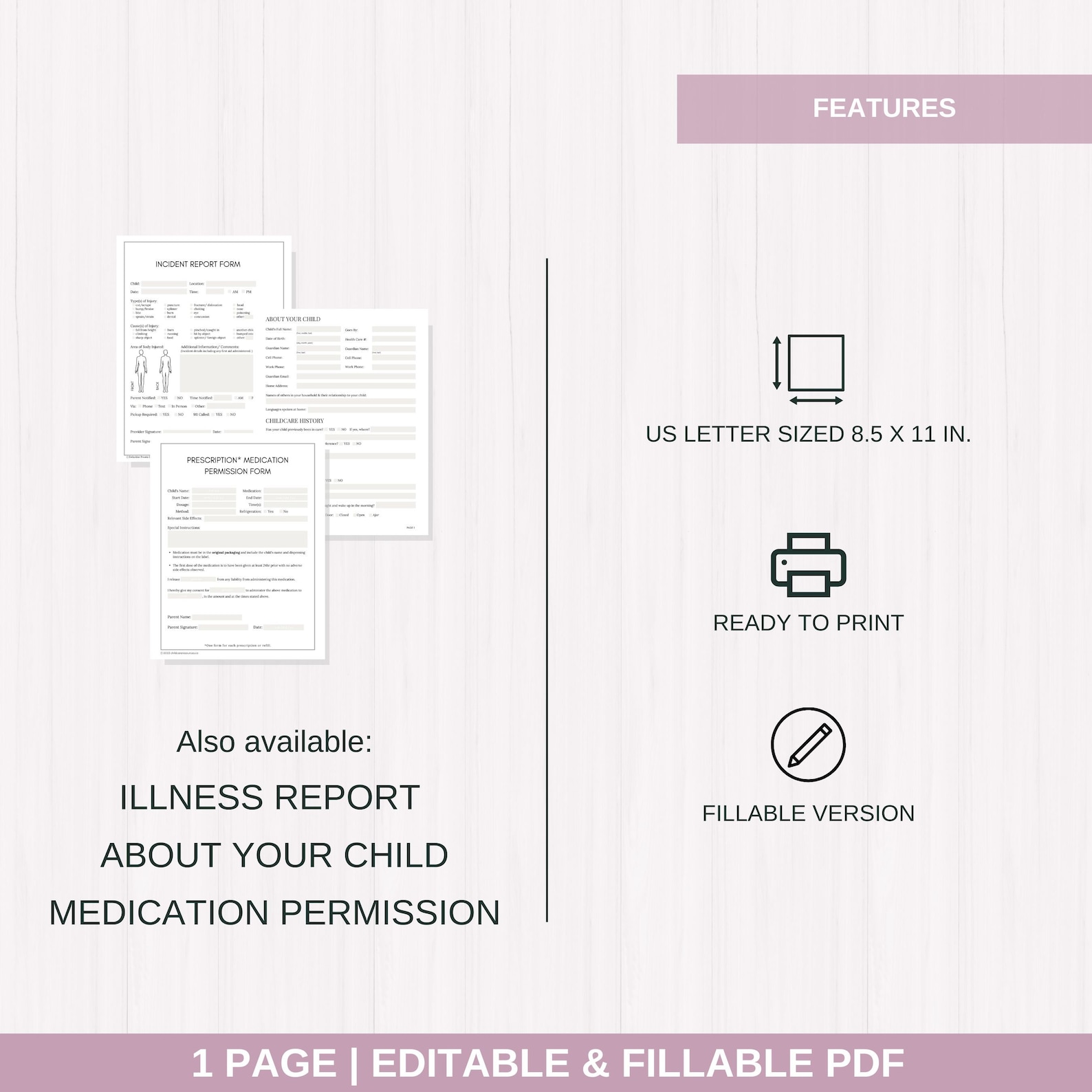 Daycare Incident Accident Report Form, Ouch Report, Family Home Daycare ...