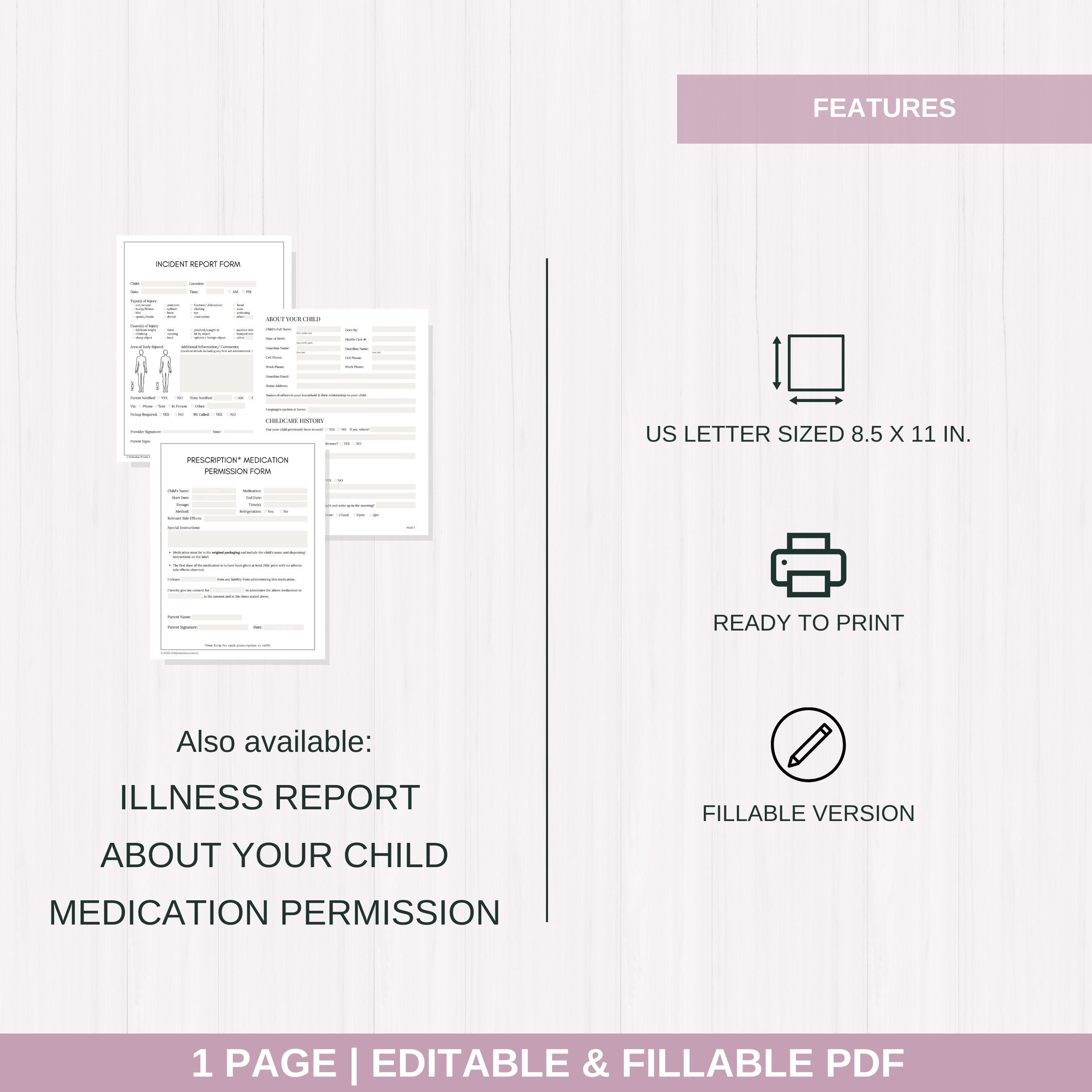 Daycare Incident Accident Report Form, Ouch Report, Family Home Daycare ...