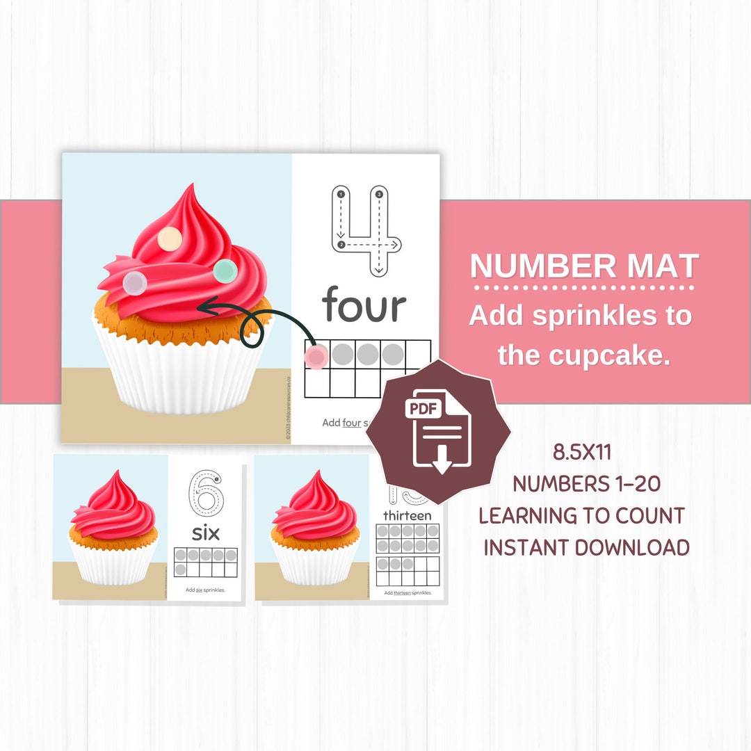 Cupcake Number Mats | Learn to Count Numbers 1-20 | Tracing Activity ...