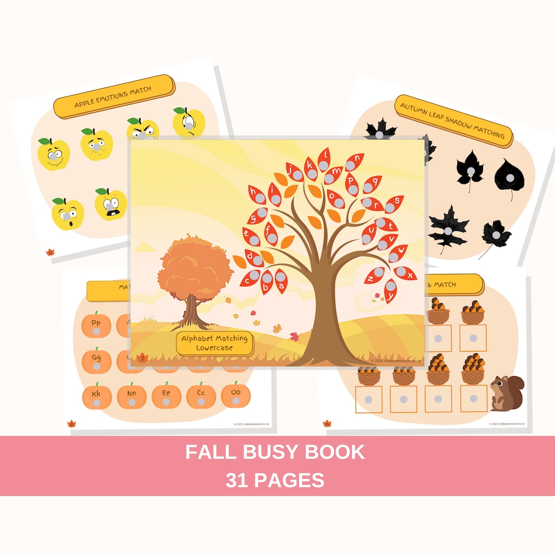 Fall Busy Book |fall Activity Binder | Preschool Kindergarten Learning ...