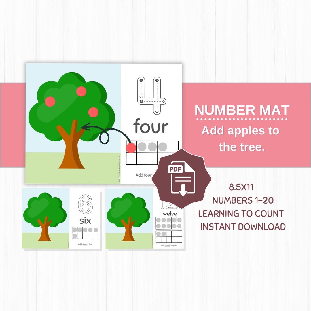 Apple Tree Number Mats | Learn to Count Numbers 1-20 | Tracing Activity ...