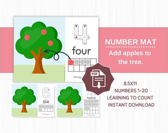 Valentine Number Mats, Learn to Count Numbers 1-20, Tracing Activity ...