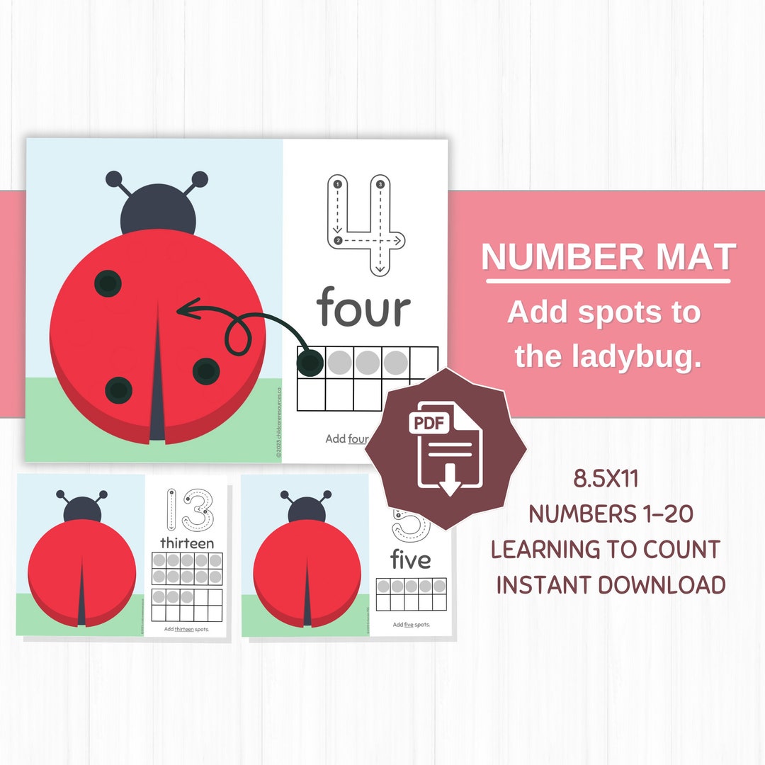 Ladybug Number Mats | Learn to Count Numbers 1-20 | Tracing Activity ...