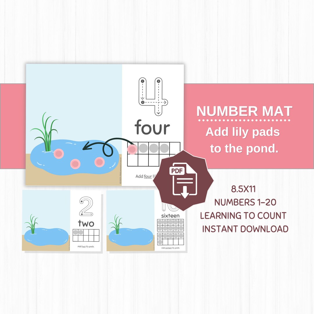 Lily Pad Pond Number Mats | Learn to Count Numbers 1-20 | Tracing ...