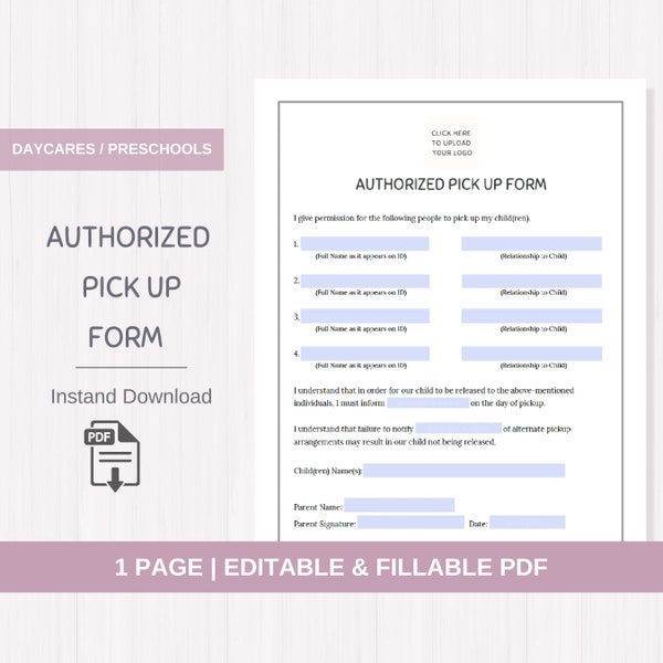 Child pick up authorization form - Etsy México