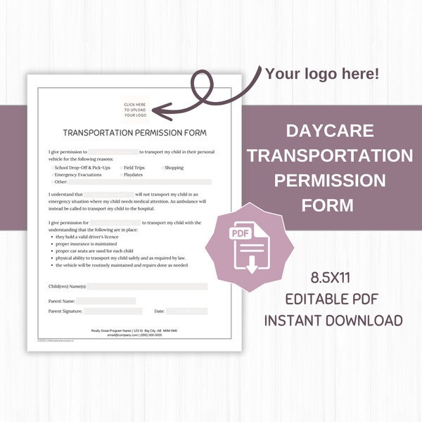 Daycare Permission Slip - Etsy