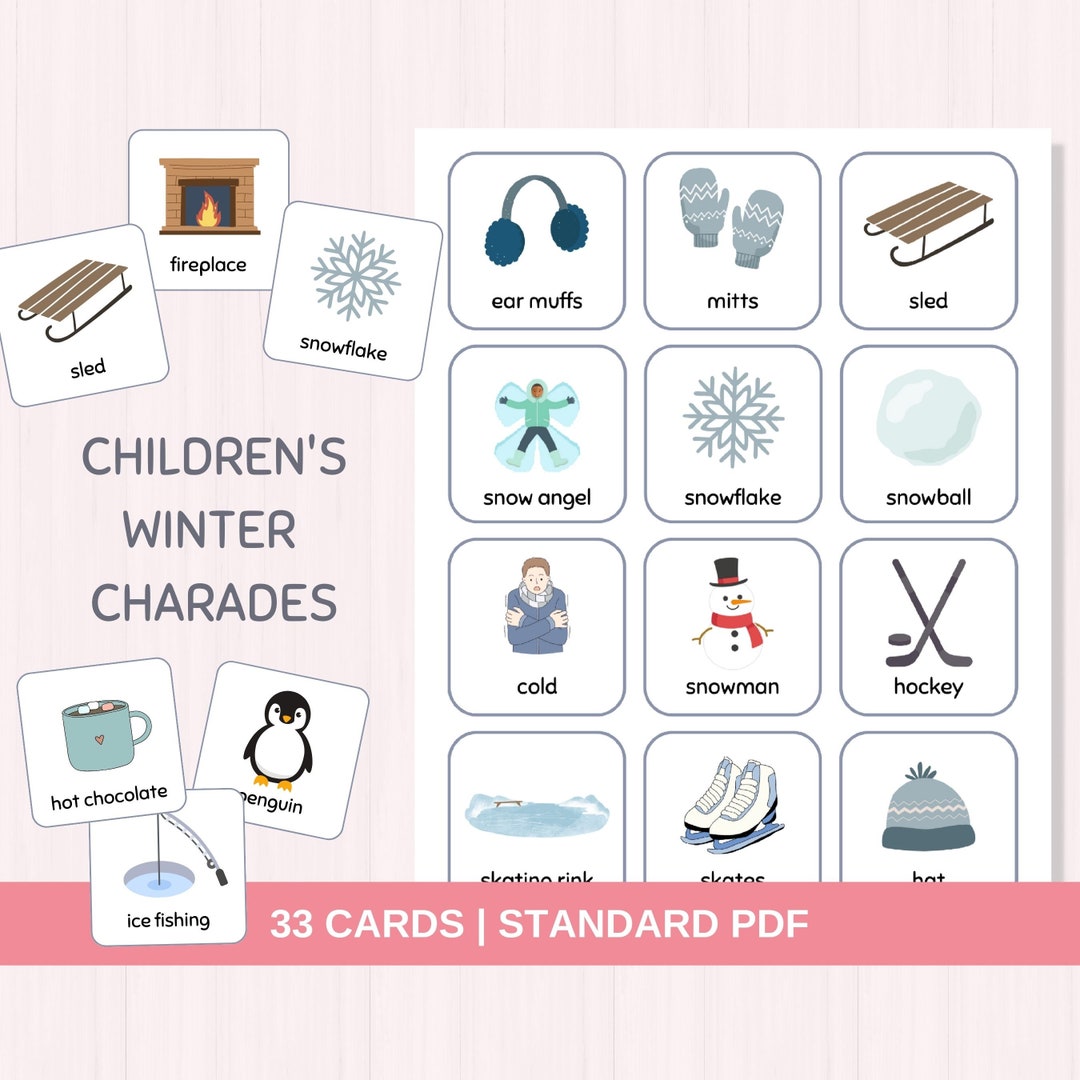 Children's Winter Charades | Family Fun Game | Printable Print and Play ...