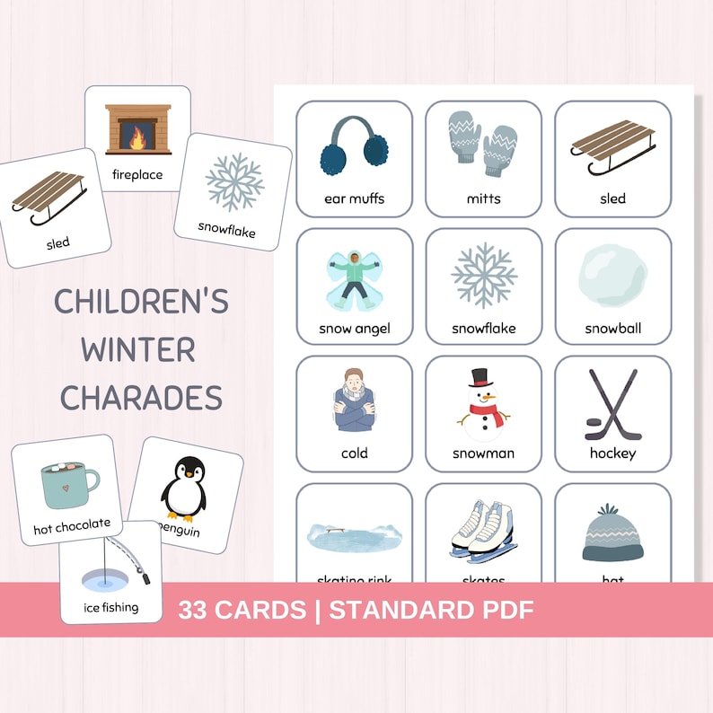 Children's Winter Charades | Family Fun Game | Printable Print and Play ...