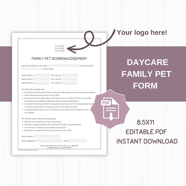 Childcare Waiver Form - Etsy