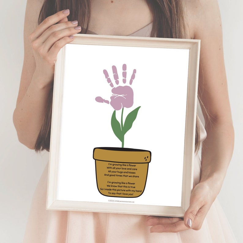 Mother's Day Flower Pot Handprint Art, Mommy Handprint Art, Gift for ...
