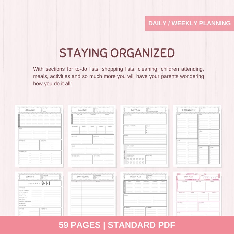 Daycare Program Planner | Black and White Geometric | Daily Planning ...