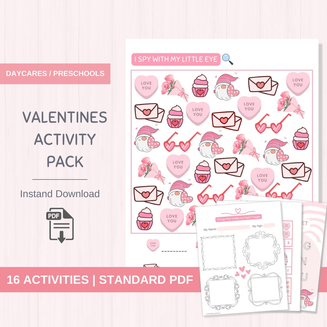 Valentine Activity Pack, Printable Activity Binder, Preschool ...