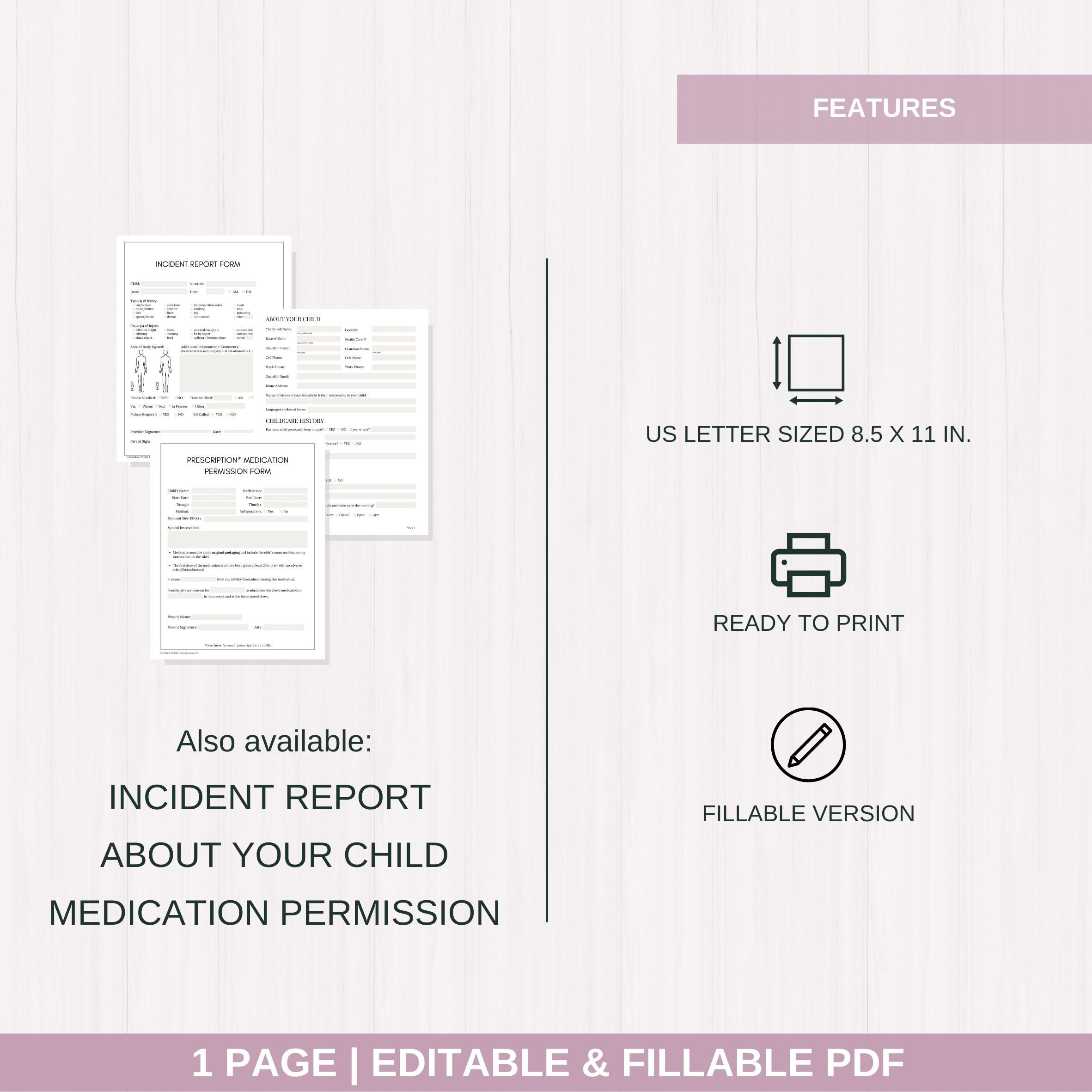 Daycare Transportation Permission Form, Agreement Slip, Family Home ...