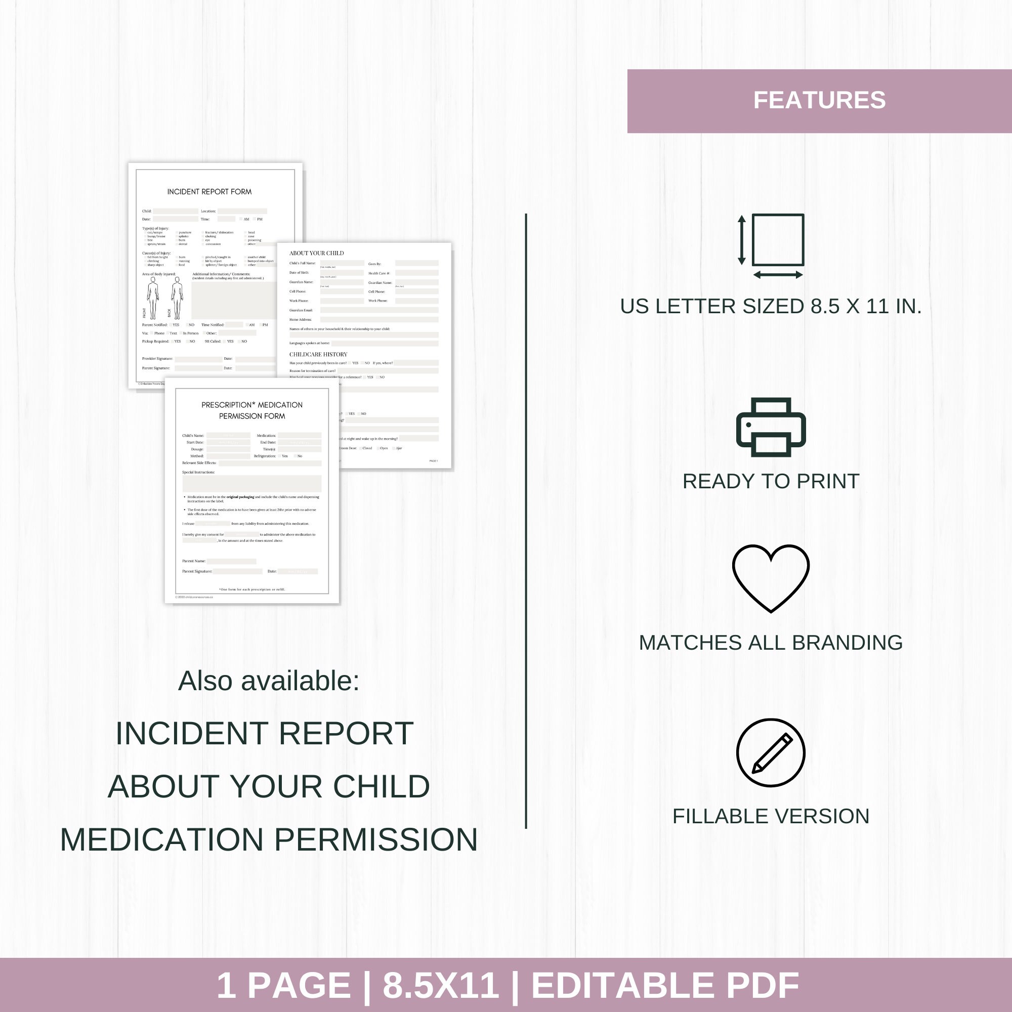 Daycare Authorized Pick up Form, Child Pick-up Authorization, Editable ...