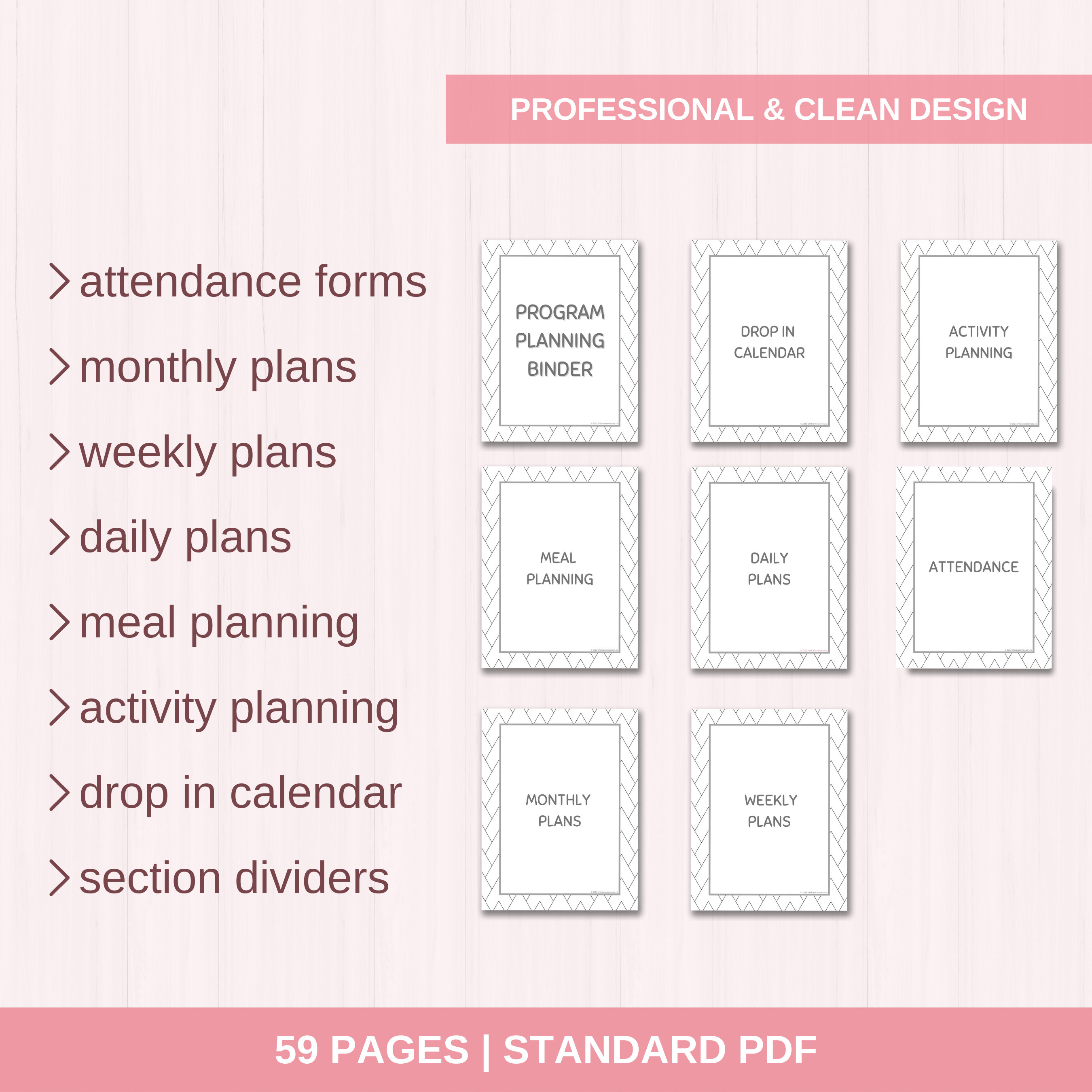 Daycare Program Planner | Black and White Geometric | Daily Planning ...