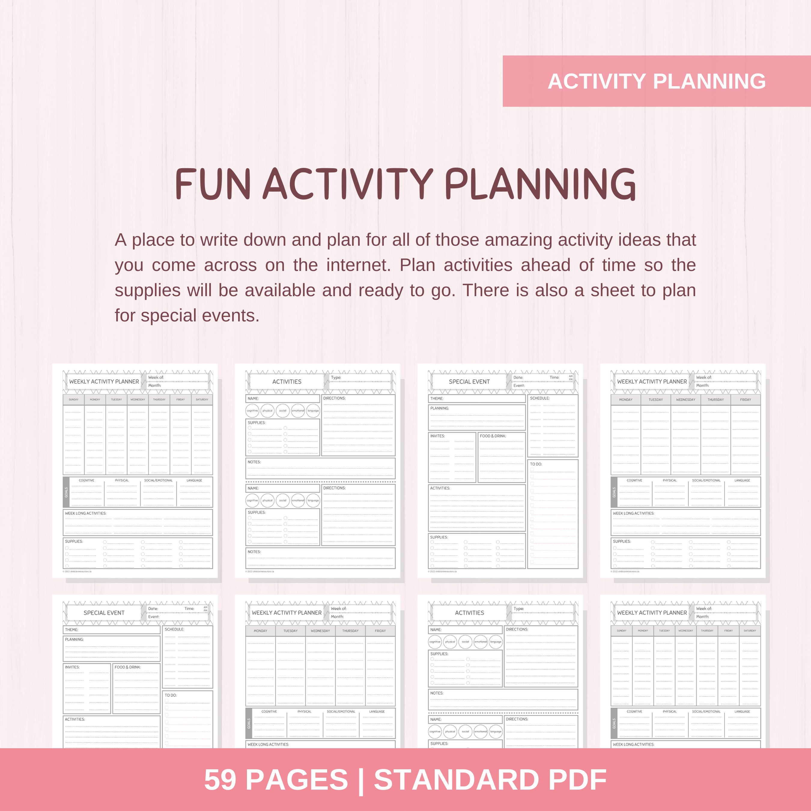 Daycare Program Planner | Black and White Geometric | Daily Planning ...