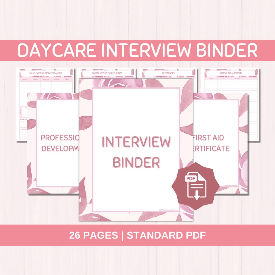 Home Daycare Interview Binder, Pink Floral, Interviewing Organizer ...