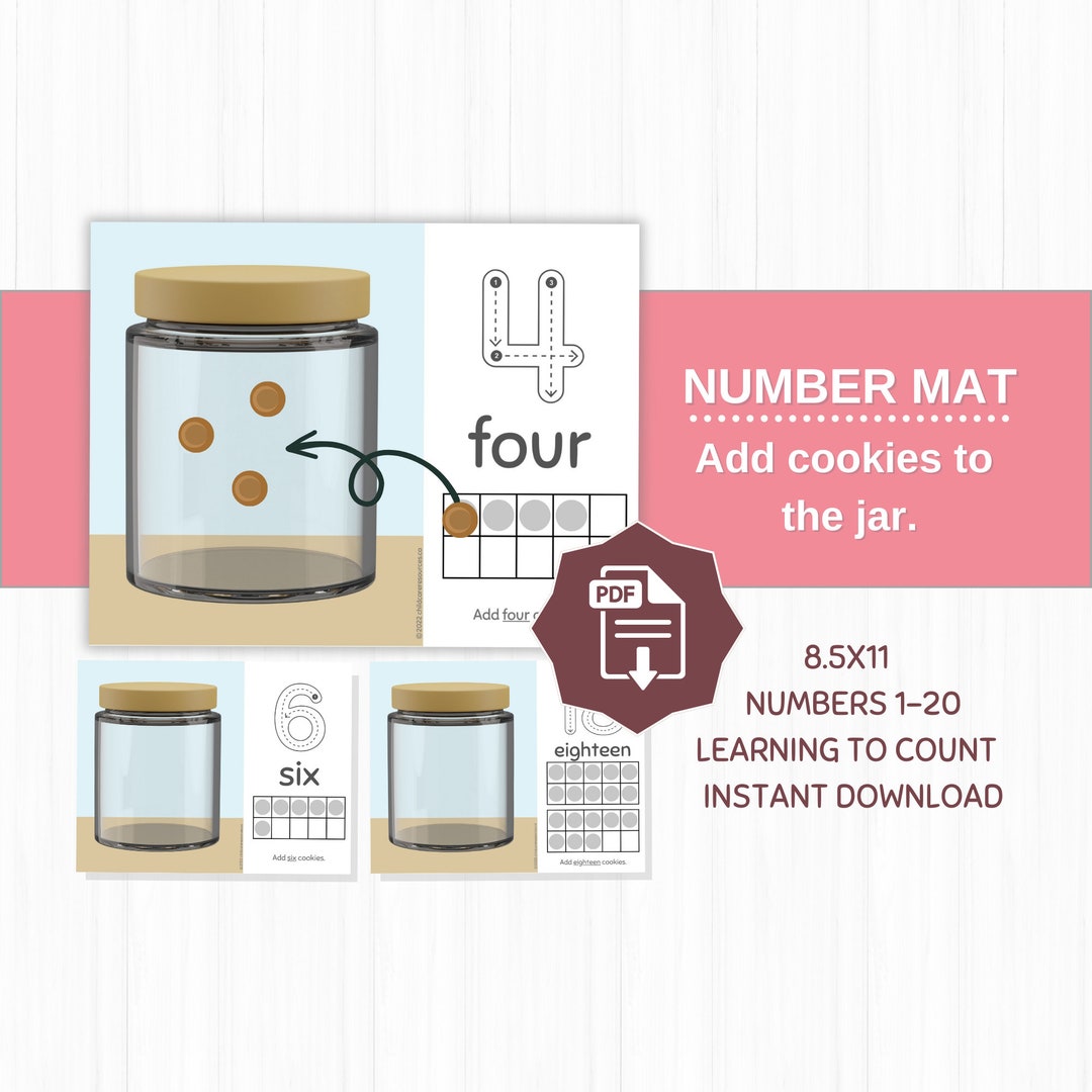Cookie Jar Number Mats | Learn to Count Numbers 1-20 | Tracing Activity ...