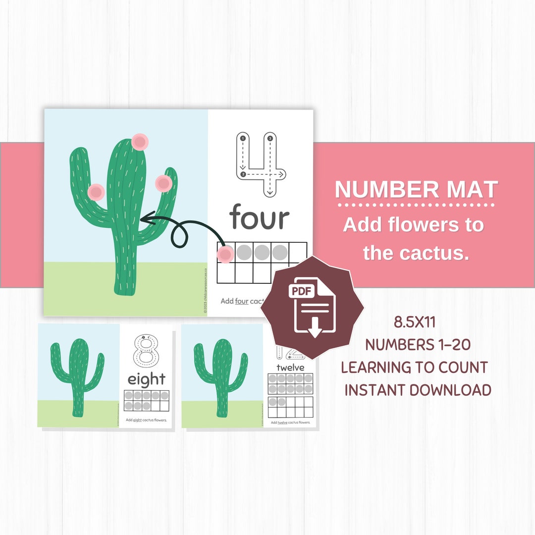 Cactus Number Mats | Learn to Count Numbers 1-20 | Tracing Activity ...
