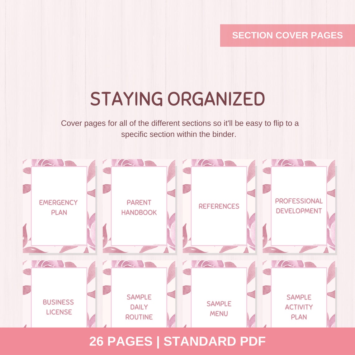 Home Daycare Interview Binder, Pink Floral, Interviewing Organizer ...