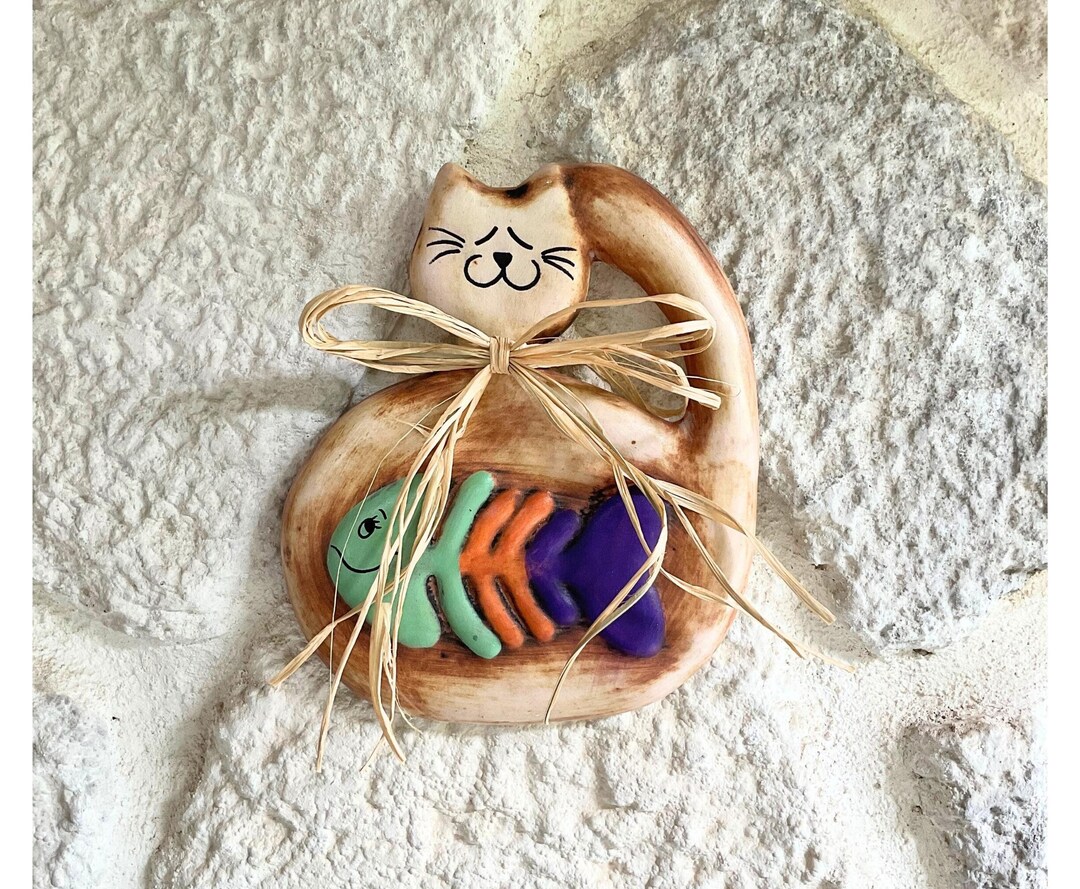 Ceramic Catfish Wall Tile,wall Hanging,garden Art,ceramic Cat,handmade ...