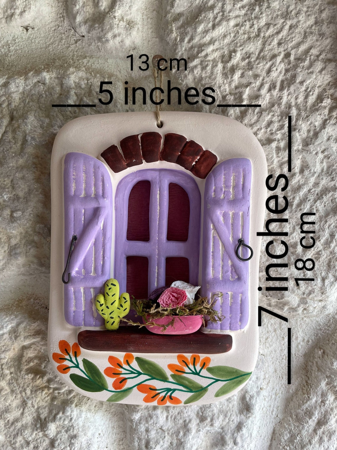 Handmade Ceramic Window Wall Art, Orange & Blue Summerhouse Decor - Etsy