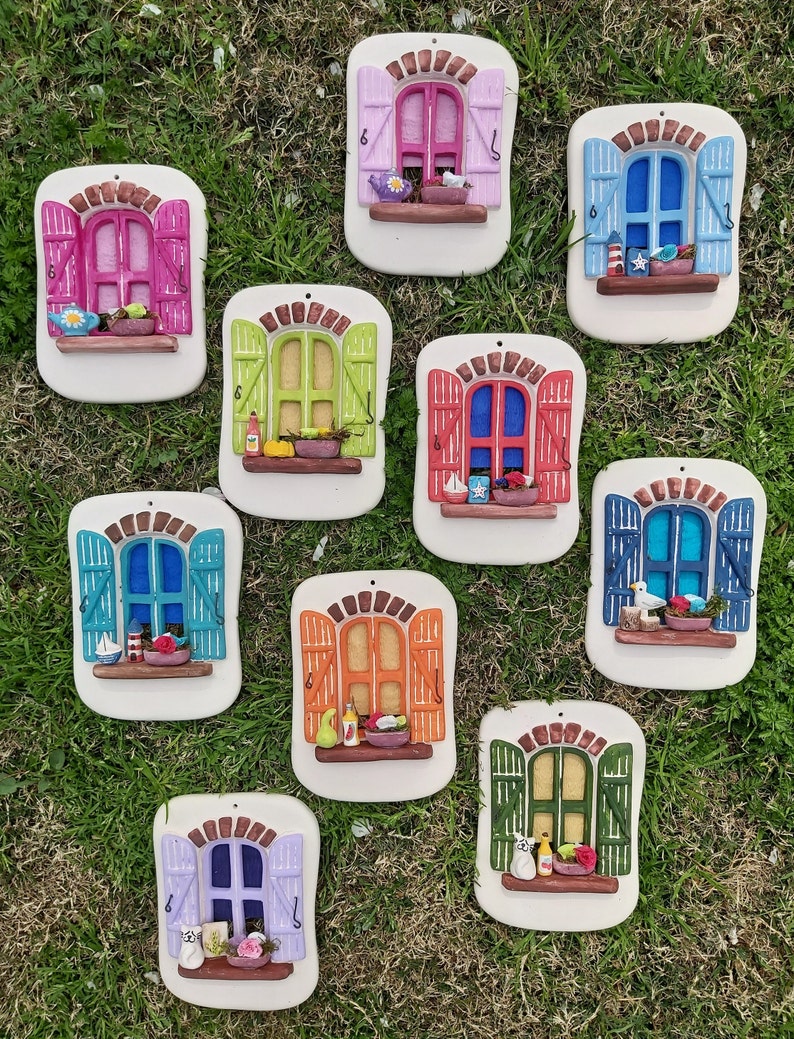Handmade Ceramic Window Wall Art, Orange & Blue Summerhouse Decor - Etsy