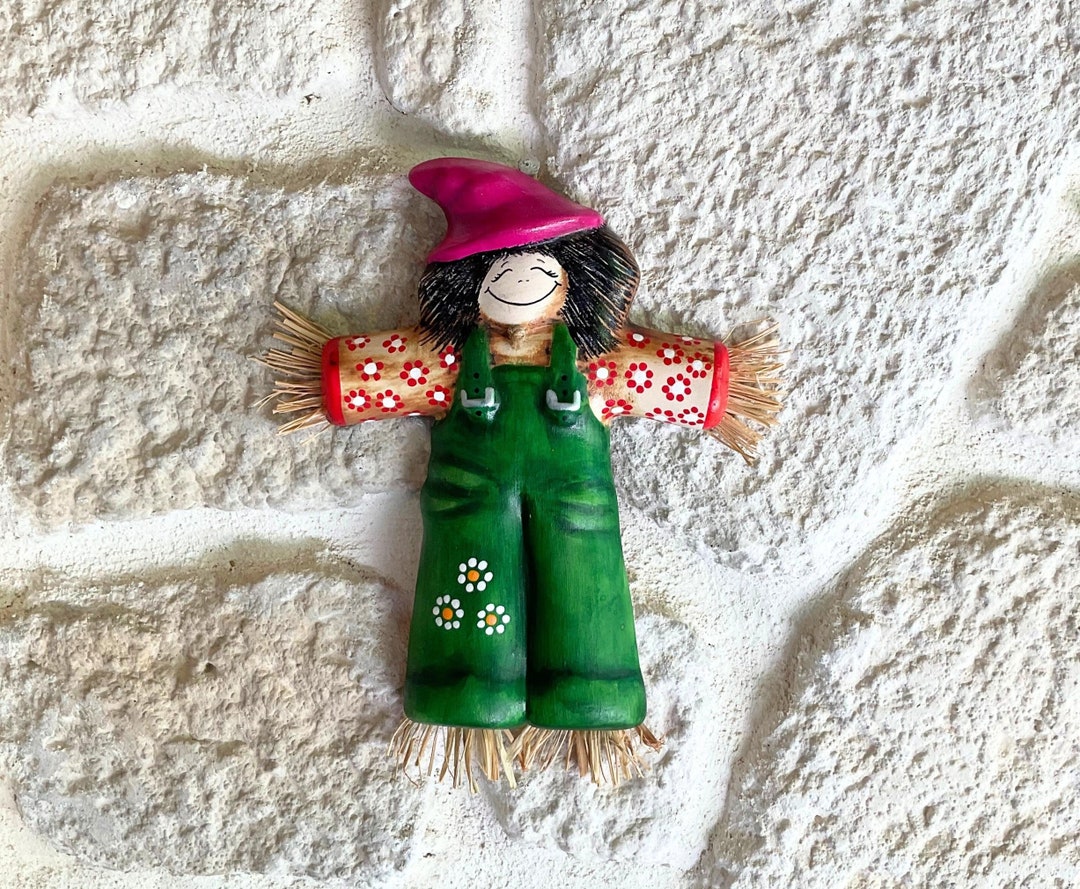 Handmade Ceramic Scarecrow Wall Art: Garden Decor (9.4 Inches) - Etsy
