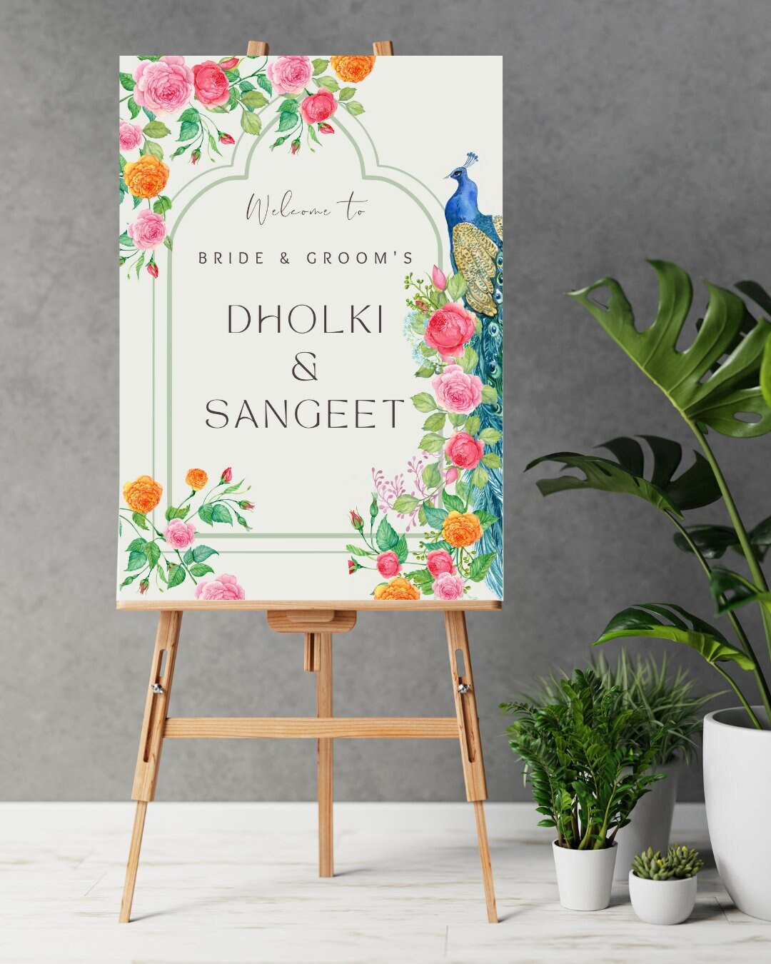 Custom Peacock Indian Welcome Sign | Floral Punjabi Entrance Sign ...