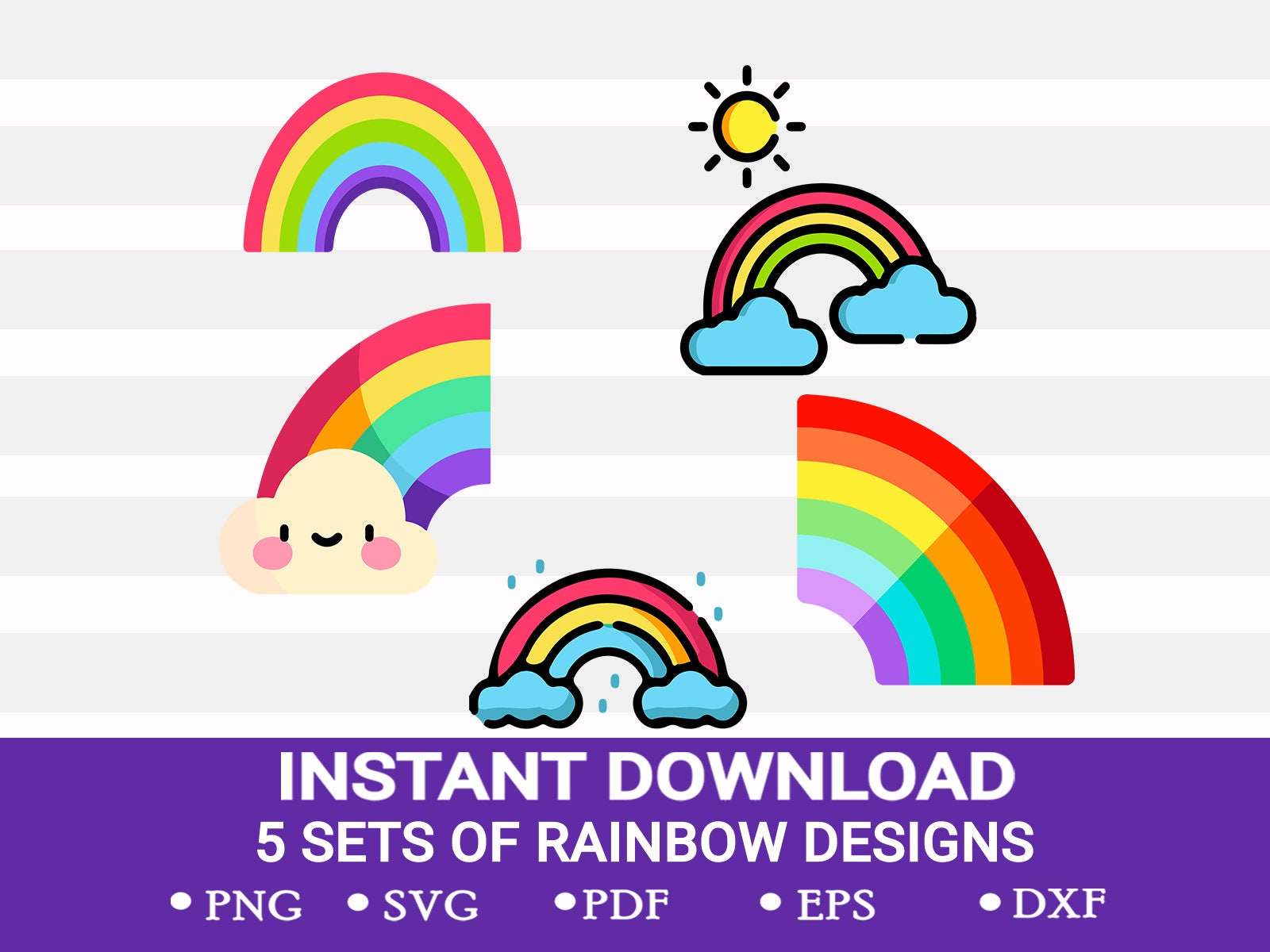 Regenbogen SVG Bundle Wolke Wetter svg Regenbogen - Etsy.de