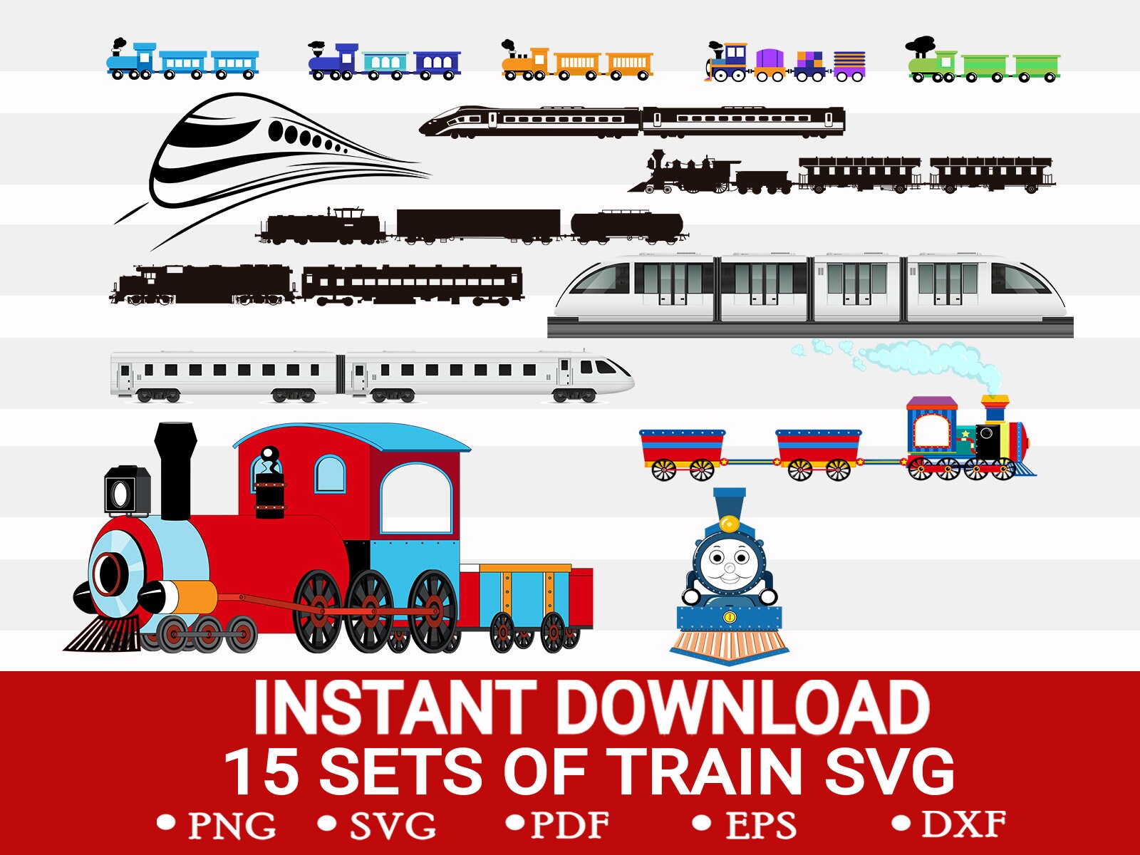 Train Svgs Bundlecute Train Clipartssteam Train Engine Svg Etsy