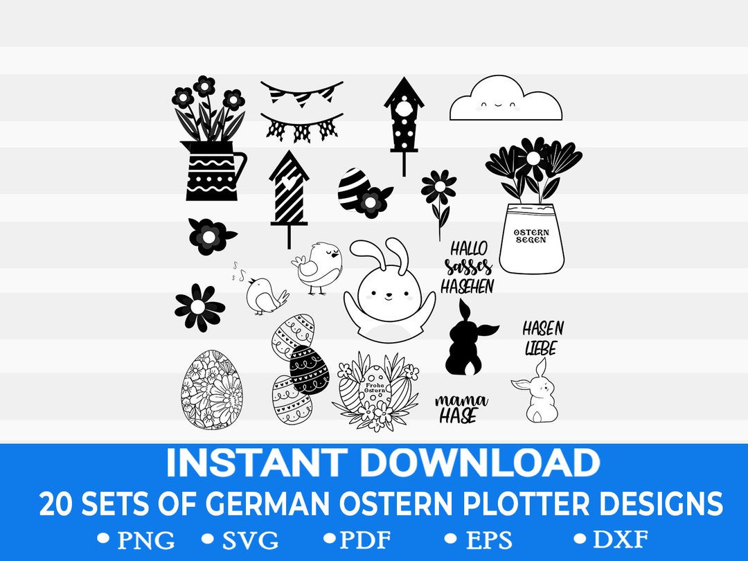 German Ostern Plotter File SVG DXF PNG Spring Bunny Chick - Etsy