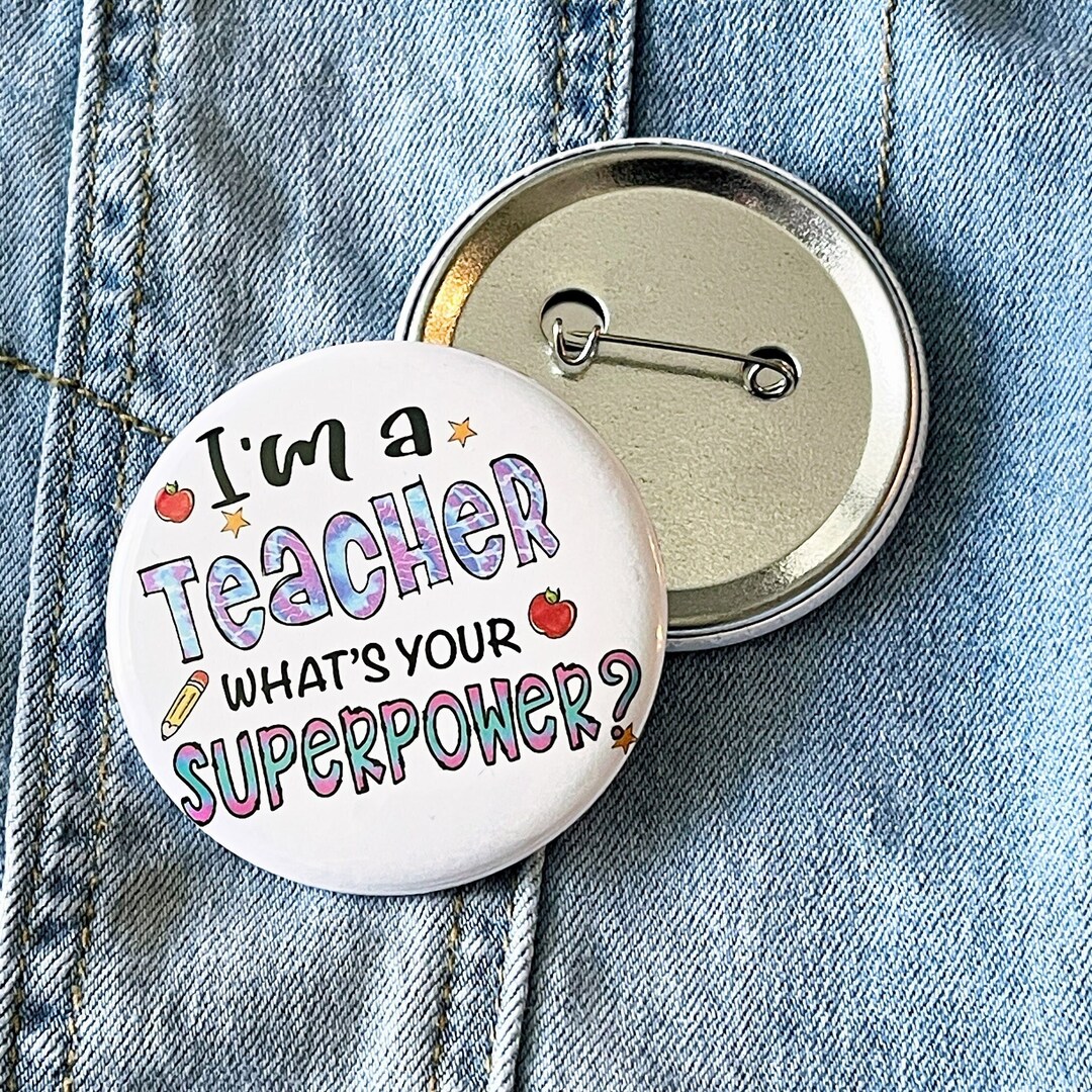 Teachers Round Button, Custom Button Badge, Pinback Buttons, Gift for ...