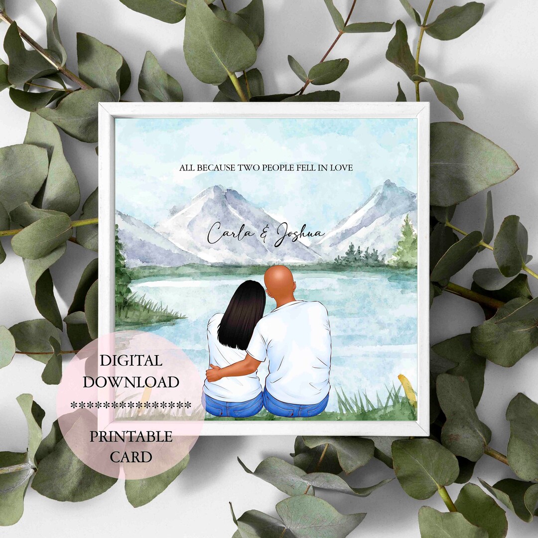 Printable Card Custom Couple Portrait Digital Download - Etsy