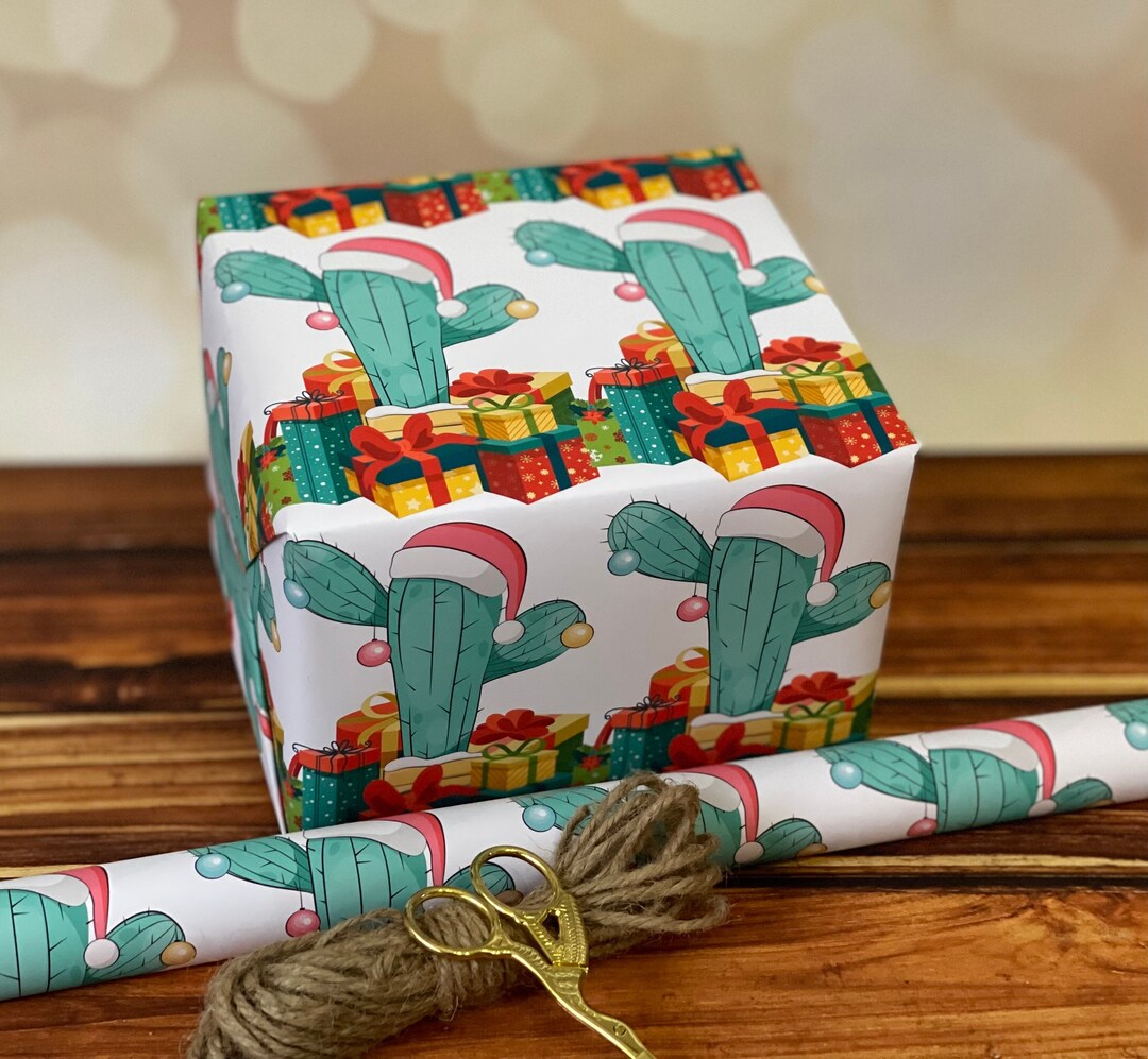 Christmas Cactus Gift Wrapping Paper, Holiday Cactus, Matte Finish ...