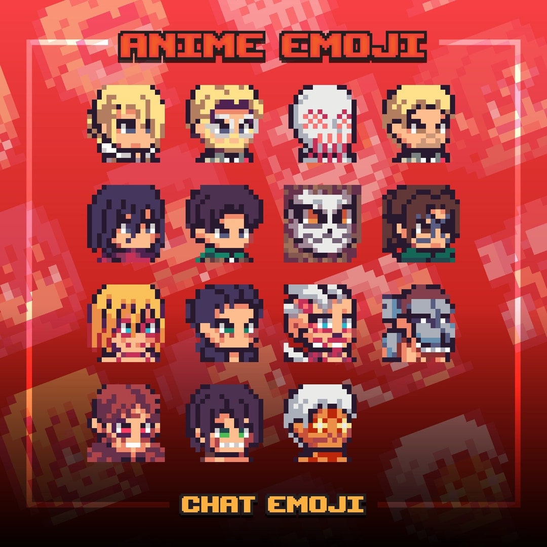 Anime Pixel Art Digital Emoji Twitch, Discord and Streamer Emotes Anime ...