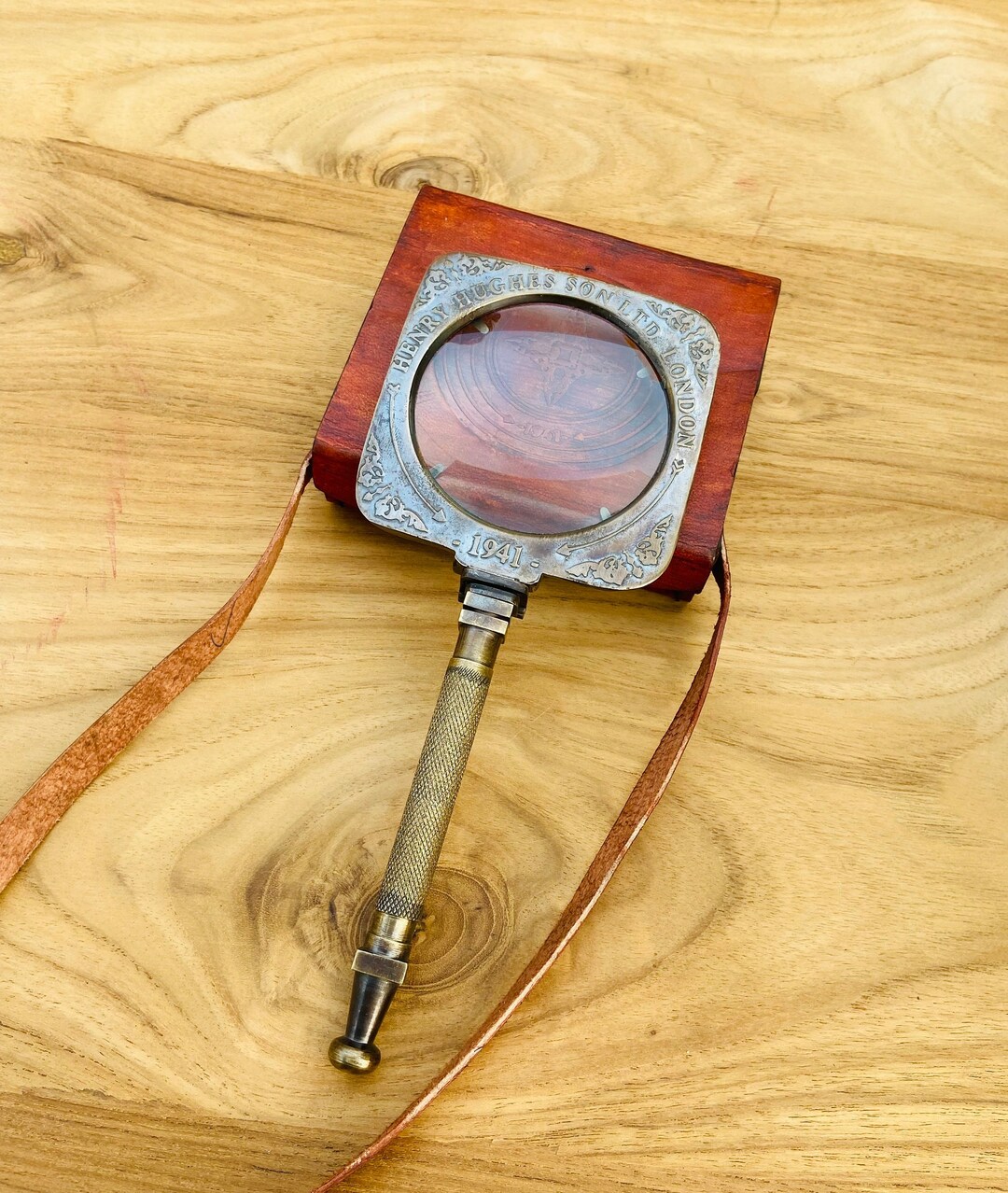 Engraved Brass Magnifying Glass Collectable Magnifier Fathers Gift ...