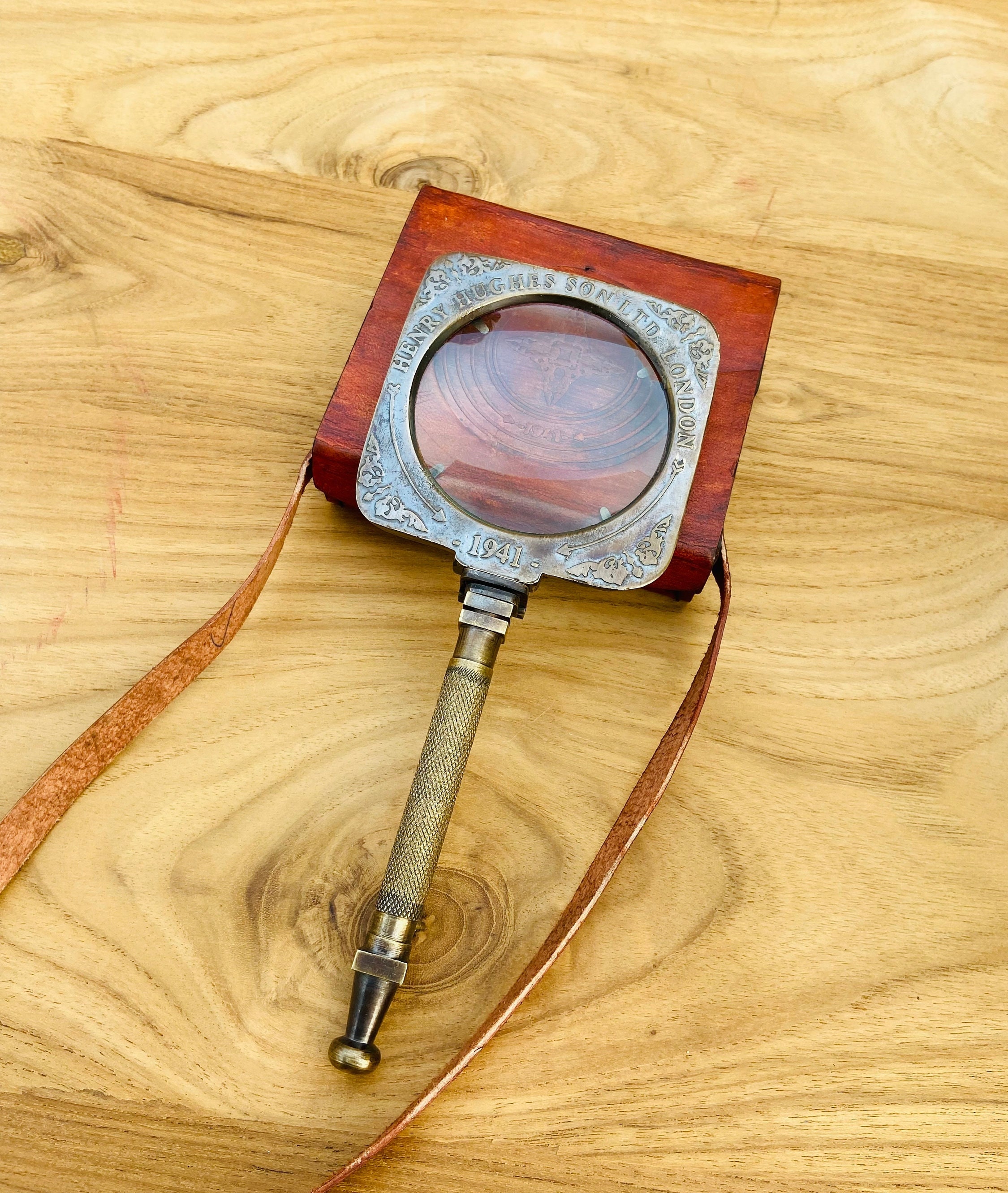 Engraved Brass Magnifying Glass Collectable Magnifier Fathers Gift ...