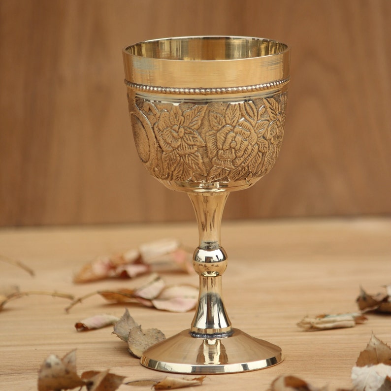 Personalised Brass Chalice Goblet for Communion Cup Handmade Embossed ...
