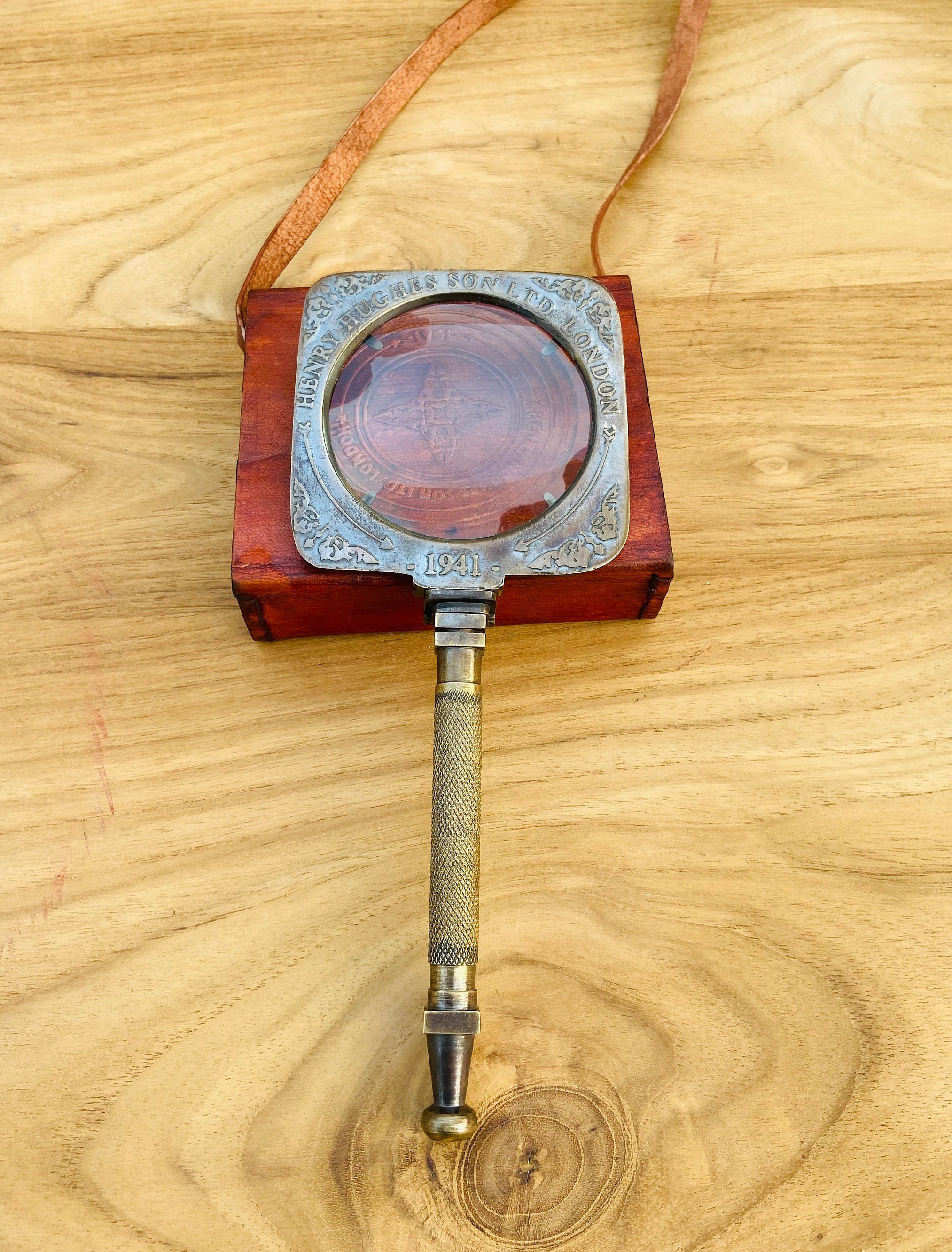 Engraved Brass Magnifying Glass Collectable Magnifier Fathers Gift ...