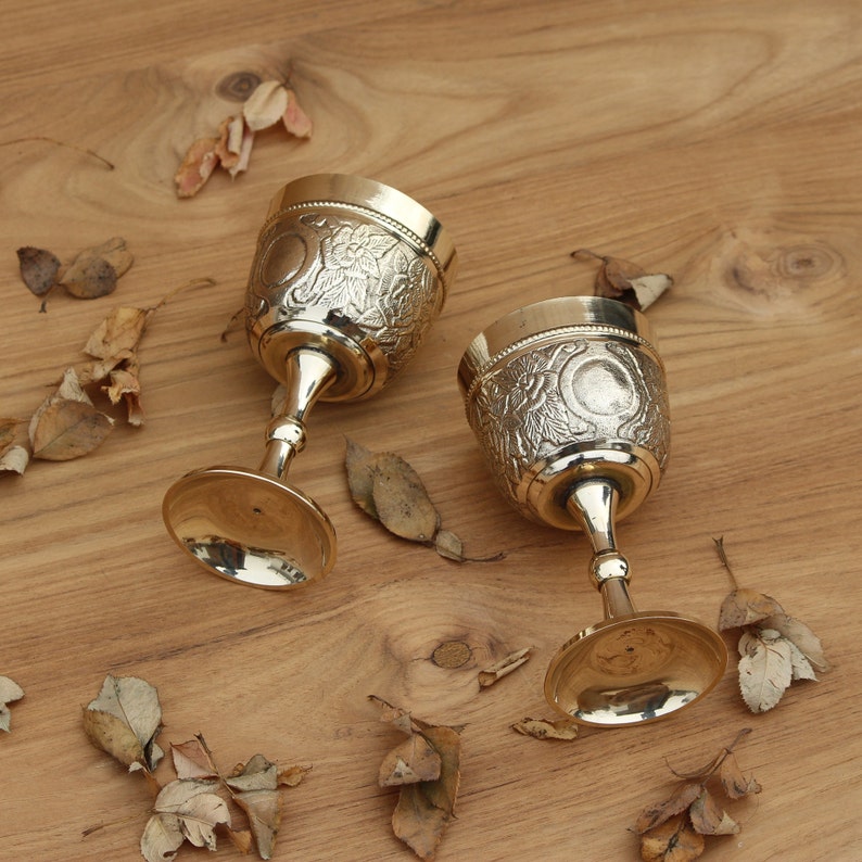 Personalised Brass Chalice Goblet for Communion Cup Handmade Embossed ...