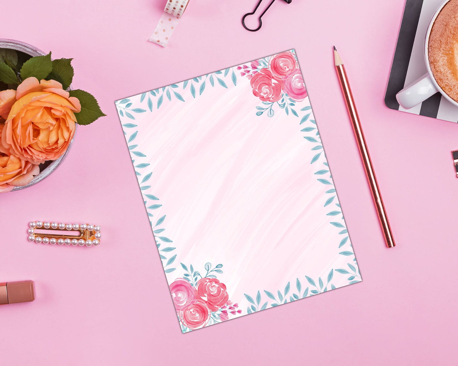 Roses Printable Journal Pages | Lined and Unlined | 8.5x11 - Etsy