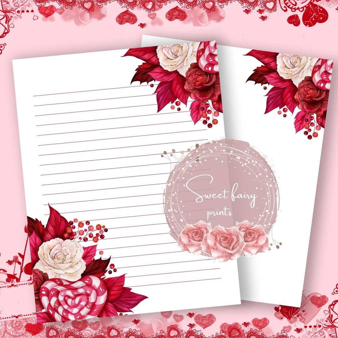 Roses Writing Paper | Printable Lined and Unlined Paper | Notes Pages ...